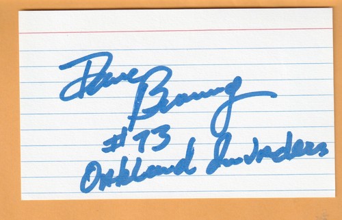 Dave Browning Oakland Raiders Invaders AUTO Signed 3x5 Note Card USFL ...