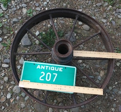 1800s VTG ANTIQUE PRIMITIVE COUNTRY FARM Machine Steel Metal IRON Wagon ...