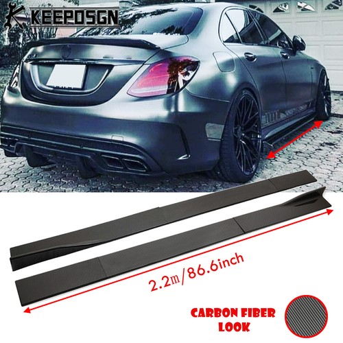 Carbon 86.6" Side Skirt Rocker Panel Lips For Mercedes Benz W205 W204 ...