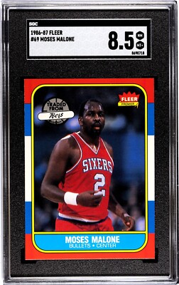 SGC 8.5 - 1986-87 Fleer #69 Moses Malone Washington Bullets/76ers HOF ...