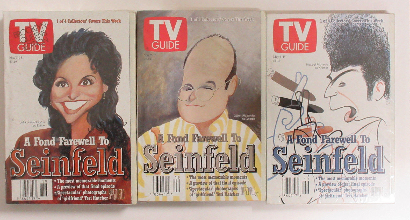 Seinfeld Fond Farewell TV Guide Set Of 3 Kramer, George, Elaine, No ...