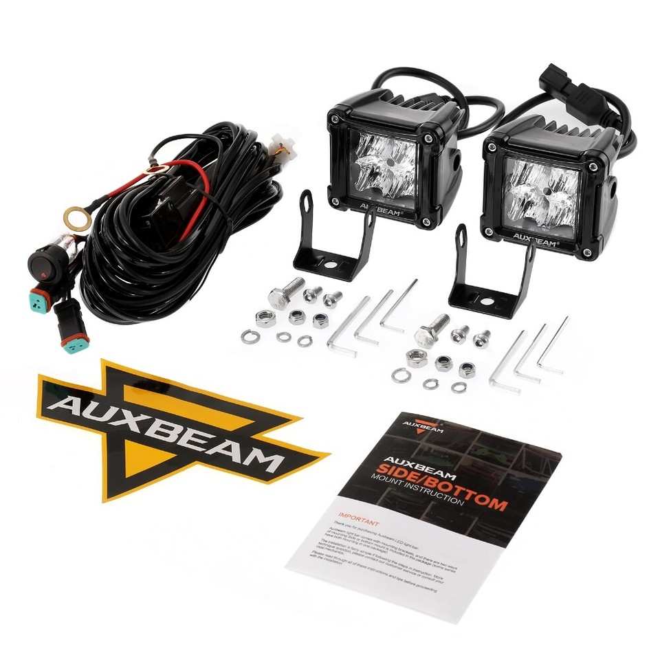 AUXBEAM 3"inch LED Light Bar Work Flood Pods Driving Lamp for Polaris ...