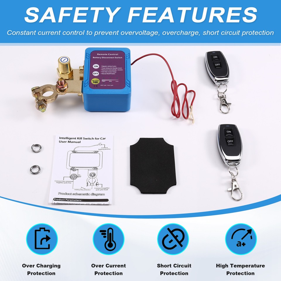 12V/24V 240A Remote Control Battery Disconnect , Automatic Off for ...