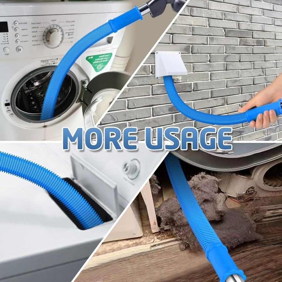 2-Pc Dryer Vent Cleaner Kit: Flexible Brush & Hose for Most Vacuum ...