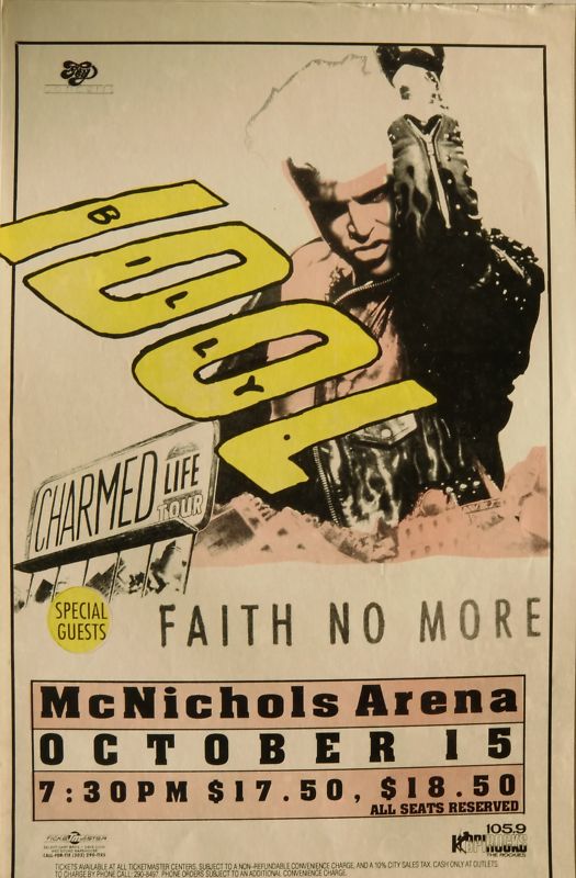 BILLY IDOL / FAITH NO MORE "CHARMED LIFE TOUR" 1991 DENVER CONCERT ...
