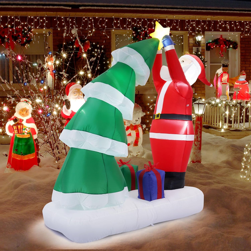 8FT Christmas Inflatables Tree Decoration Blow up with Santa Claus ...
