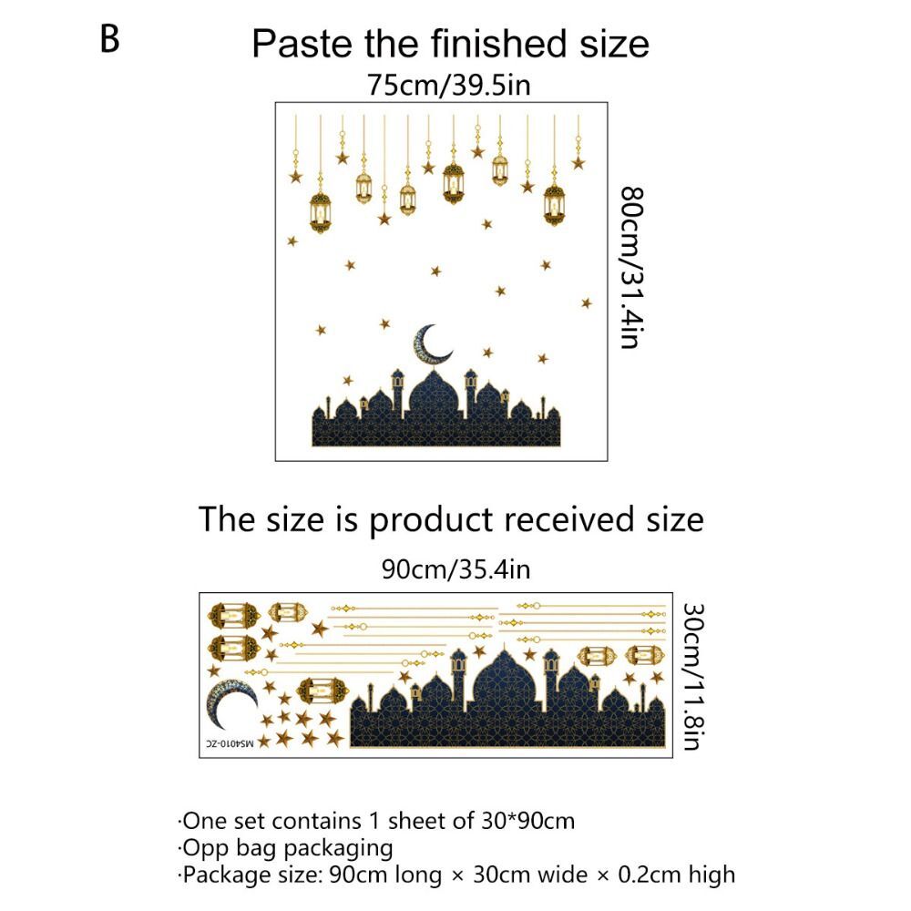 Decoration Star Lantern Stickers Art Decals Moon Stickers Ramadan ...
