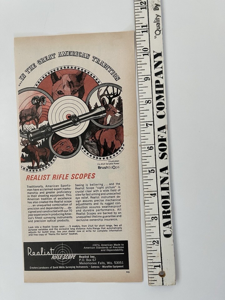 Vintage 1971 Print Ad Realist Rifle Scopes Menominee Wisconsin Ad Only ...