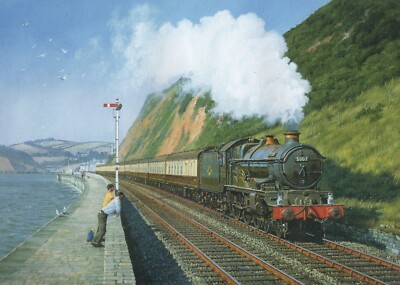 STEAM TRAIN ROUGEMONT CASTLE AT HOLCOMBE DEVON STUNNING COLOUR PRINT ...