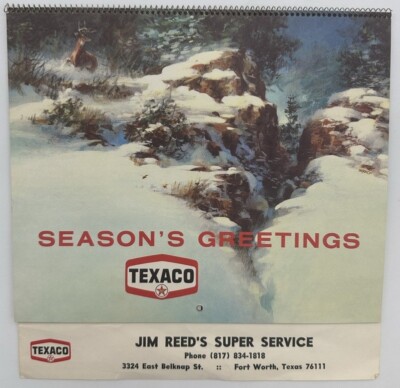 Original 1974 Texaco Oil Gas Full Year Calendar Fort Worth Texas ...