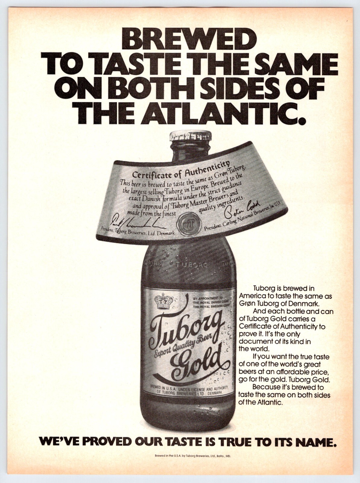 1979 TUBORG GOLD BEER Vintage 8"X11" Magazine Ad 1970's HCF20 | eBay