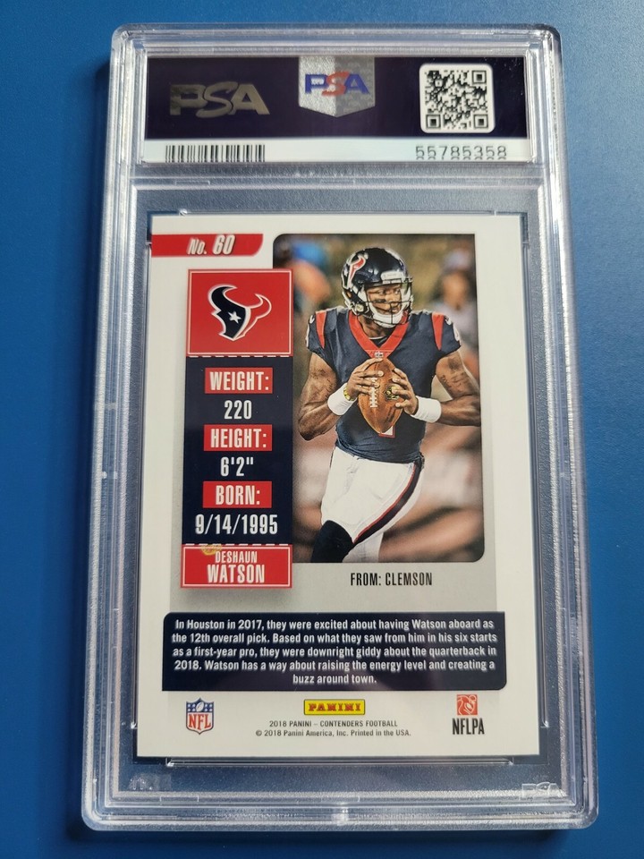 DeShaun Watson 2018 CONTENDERS "SEASON TICKET" #60 HOUSTON TEXANS - PSA ...