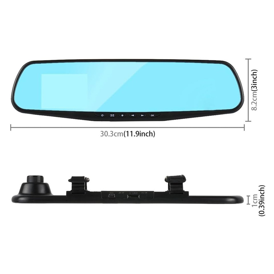 1080P HD Rearview Mirror Car DVR Dual Dash Cam Camera Front Rear Video ...