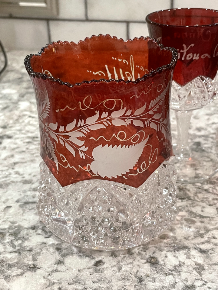 Antique Early American Pattern Glass (EAPG) Glassware, Ruby Red Stail ...