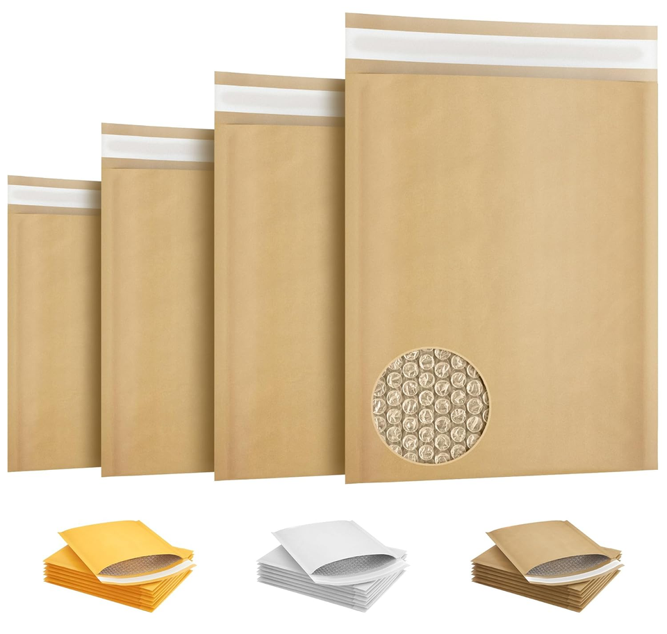 Natural Kraft Bubble Mailer Envelopes, 6 X 9 Inches. 25 Pack Mail ...