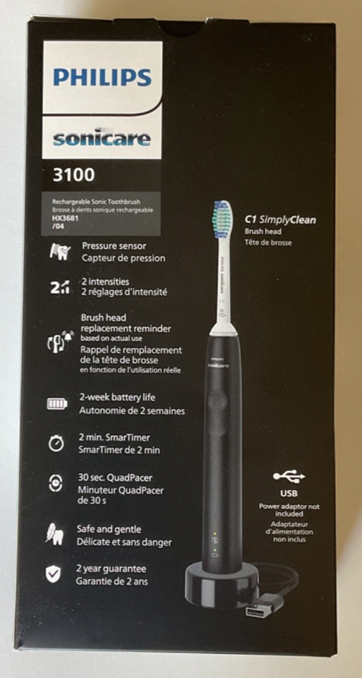 Philips Sonicare 3100 Power Toothbrush - HX3681/04 (Black) - BRAND NEW ...