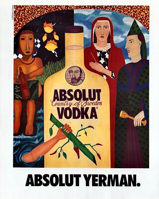 1991 ABSOLUT VODKA Marcia G. Yerman & Richard Duardo Art ~ 2-Sided VTG ...