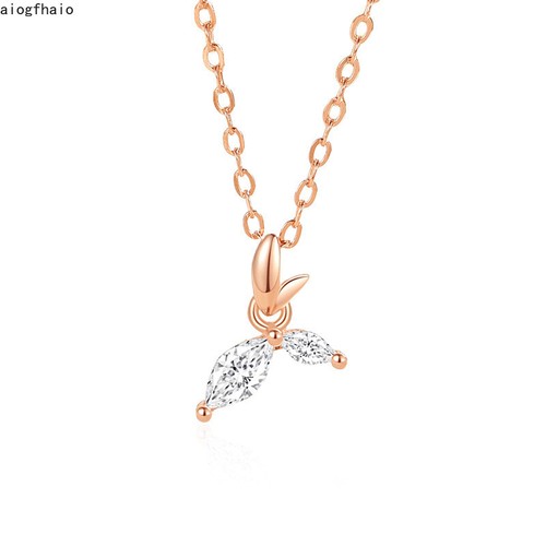S925 Silver Small Leaf Necklace Female Exquisite Zircon Jewelry | eBay
