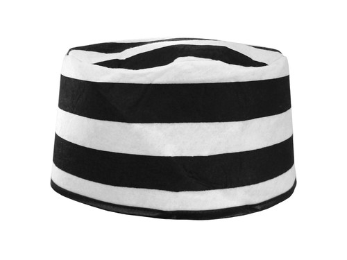 Black White Striped Prisoner Hat Chain Jailbird Inmate Convict Costume ...