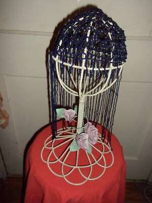 Flapper Style Blue Beaded Skull Cap | eBay