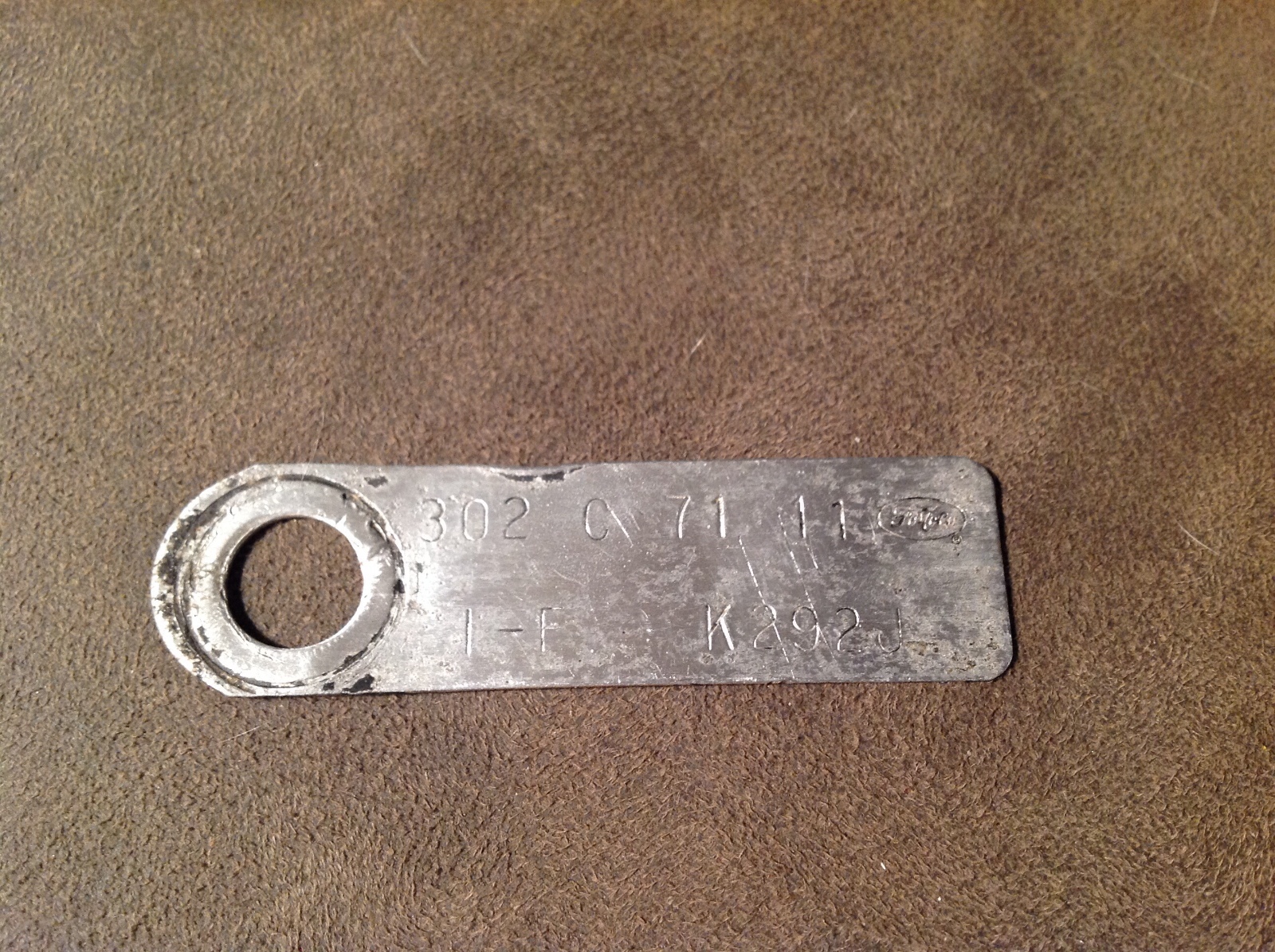 1971 FORD MUSTANG 302 2V V8 ENGINE ID TAG DATED JUNE 1971 | eBay