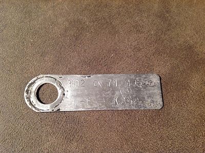 1971 FORD MUSTANG 302 2V V8 ENGINE ID TAG DATED JUNE 1971 | eBay