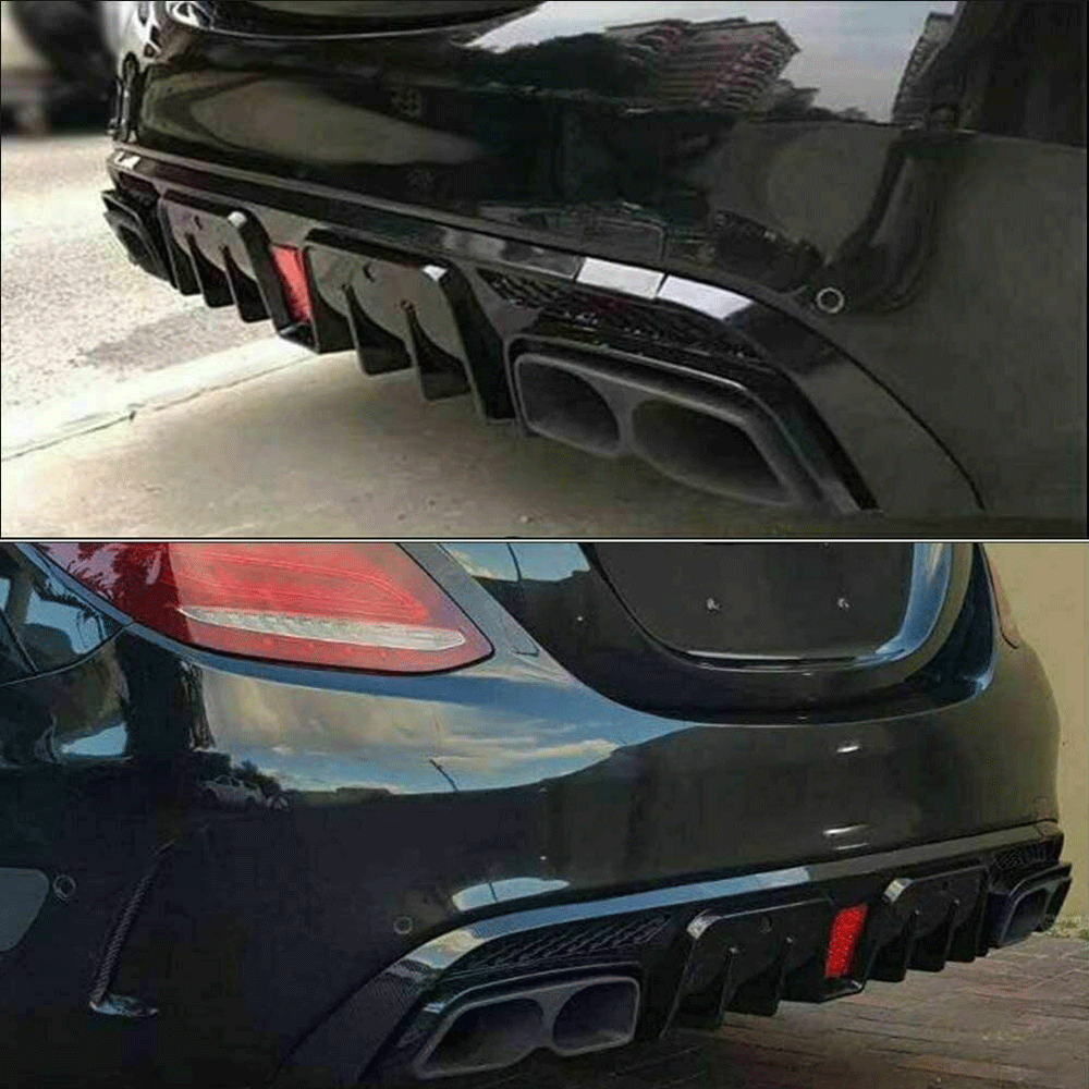 Glossy Black Rear Diffuser W/Exhaust Tips For Benz W205 C300 C43 C63AMG ...