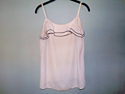 Loft Tank top size XS Ruffle Cream with Black Trim | eBay