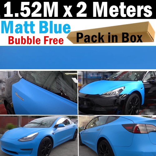 2 Meter x 1.52M Matt Blue Matte Satin Blue Car Vinyl Wrap Vinyl ...