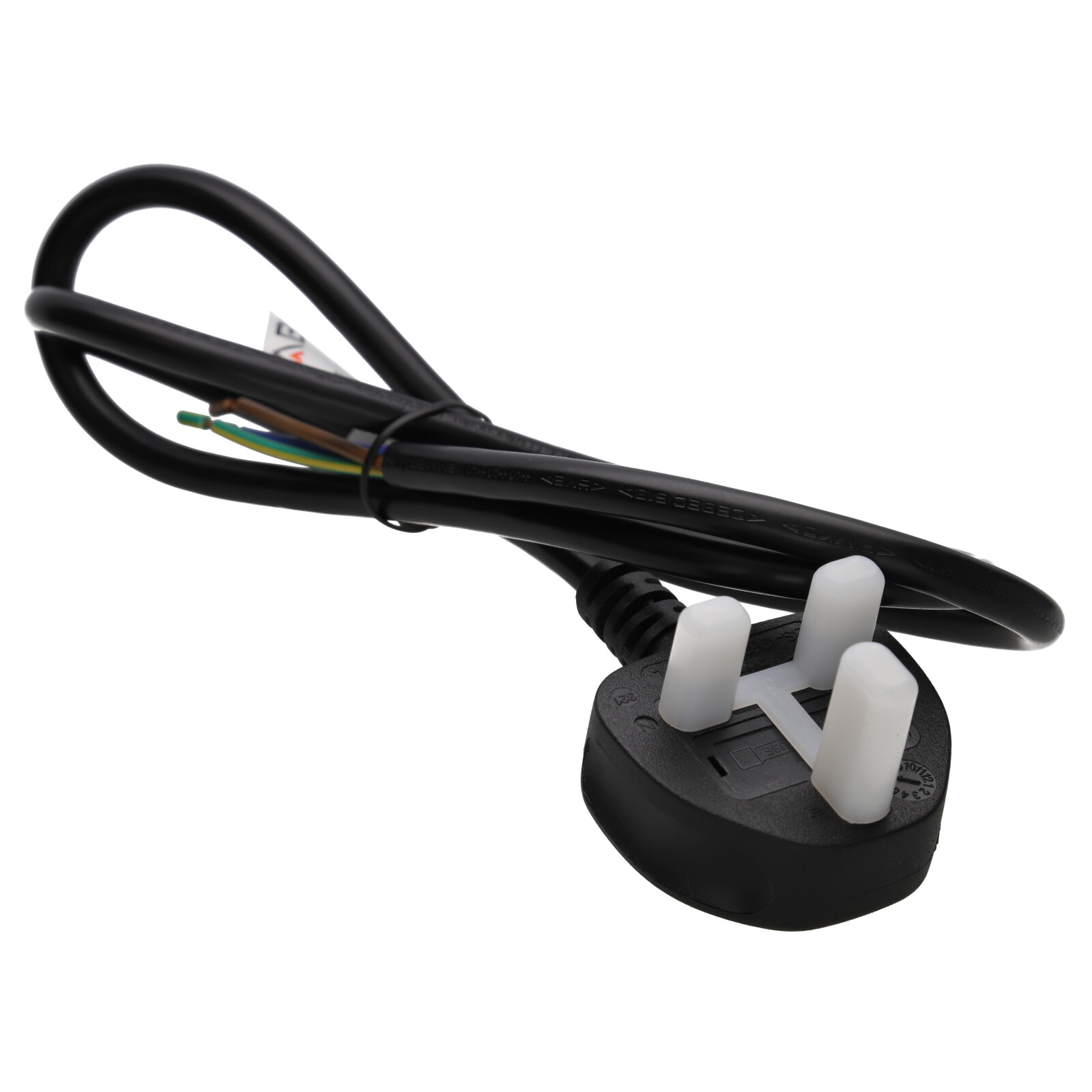 13A/5A Fully Moulded 3 Pin UK Plug to 3 Core Flex Cable Stripped Bare ...