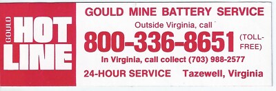 Gould Mine Battery Service Hot Line Vintage Unused Mining Hard Hat ...