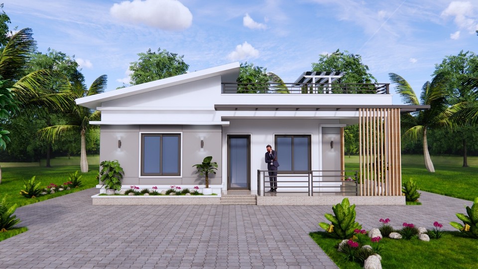 33x33 Feet Small House Plan 10x10 Meter 3 Bed 2 Bath Terrace PDF & A4 ...