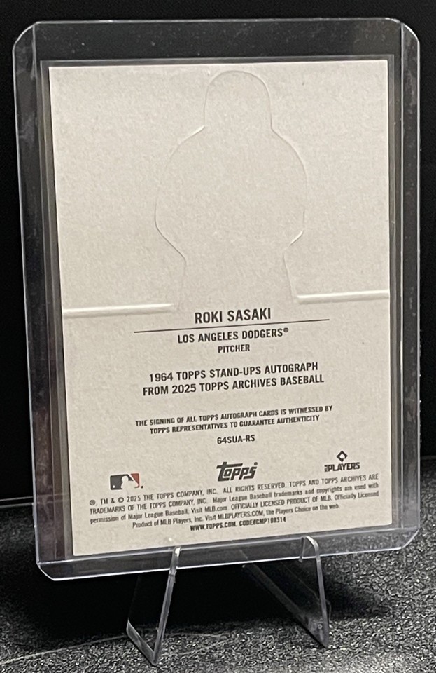 2025 Topps Archives Roki Sasaki Auto🔥🔥🔥 RC 1964 Standups #64SUA-RS ...