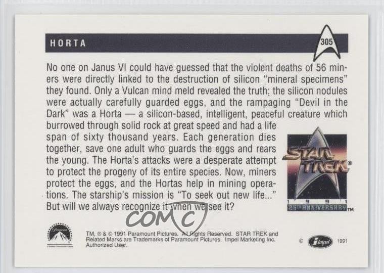 1991 Impel Star Trek 25th Anniversary Horta #305 0mf9 | eBay
