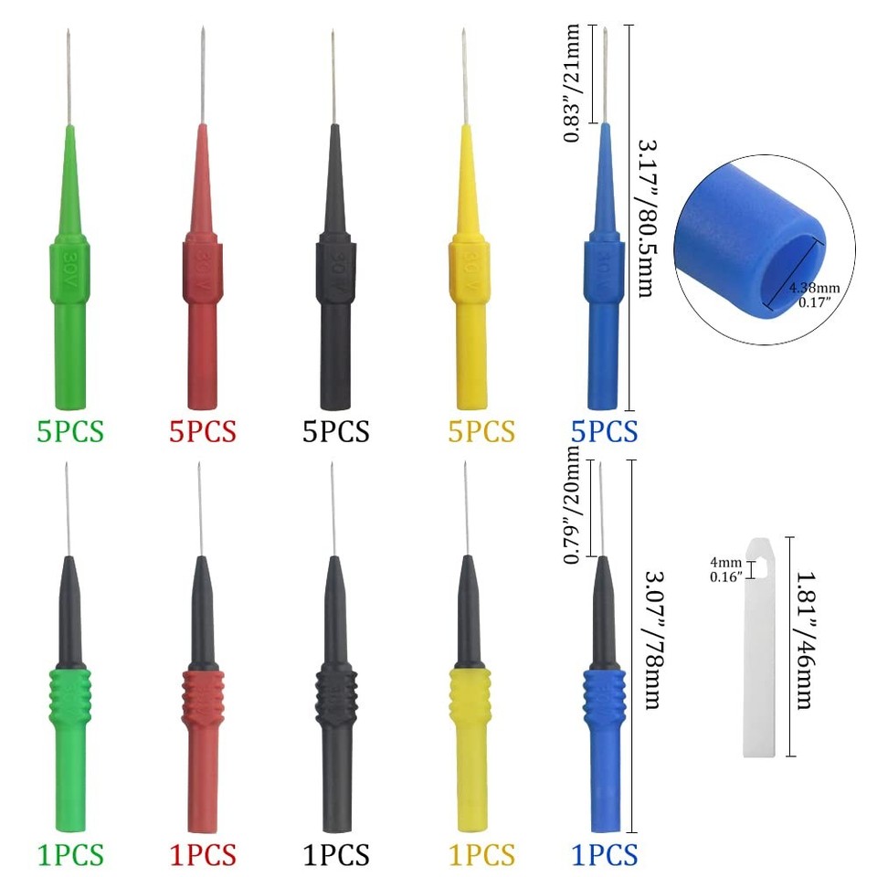 30 PCS Insulation Wire Piercing Probes Set Non-Destructive Back Probes ...