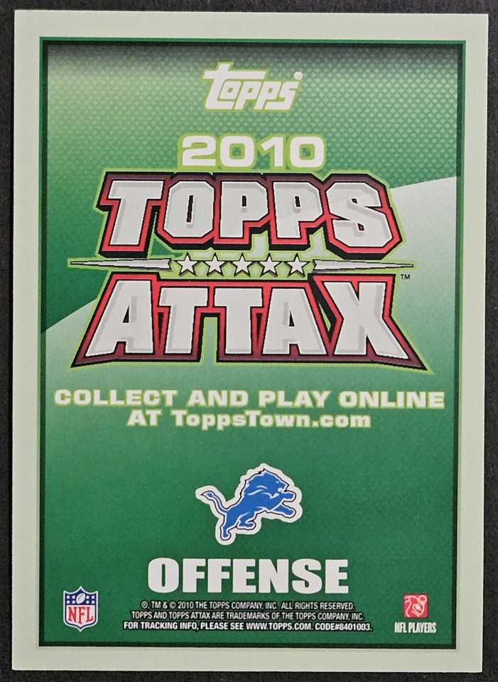 2010 Topps Attax Code Card #NNO Calvin Johnson Detroit Lions NFL ...