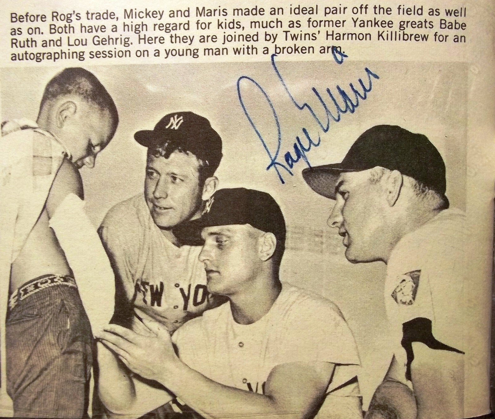 JSA Roger Maris Auto (2x) George Steinbrenner Auto Yogi Berra Carl ...