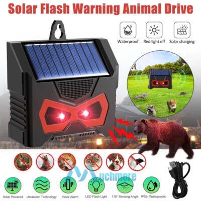 Ultrasonic Sound Pest Repellent Control Solar Wild Animal Repeller Rat ...