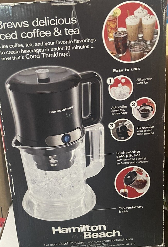 Hamilton Beach Iced Coffee Tea Maker 40912 Brewer 2 Qt Decorative ...