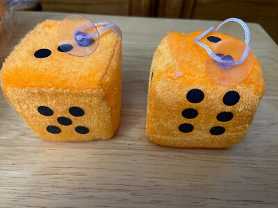 2 Plush Orange Hanging Dice with Window Suction Cup 2.5" *NEW* | eBay