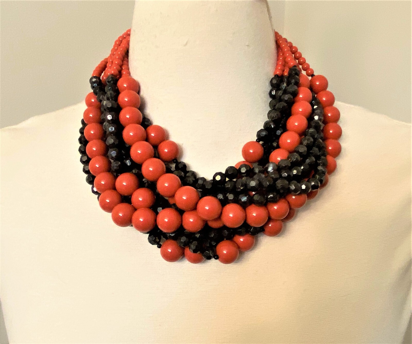 Angela Caputi Multi Strand Brown Maroon & Red Acrylic… - Gem