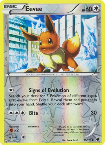Moderately Played, English - 1 x Pokemon Eevee - 90/116 - Common ...