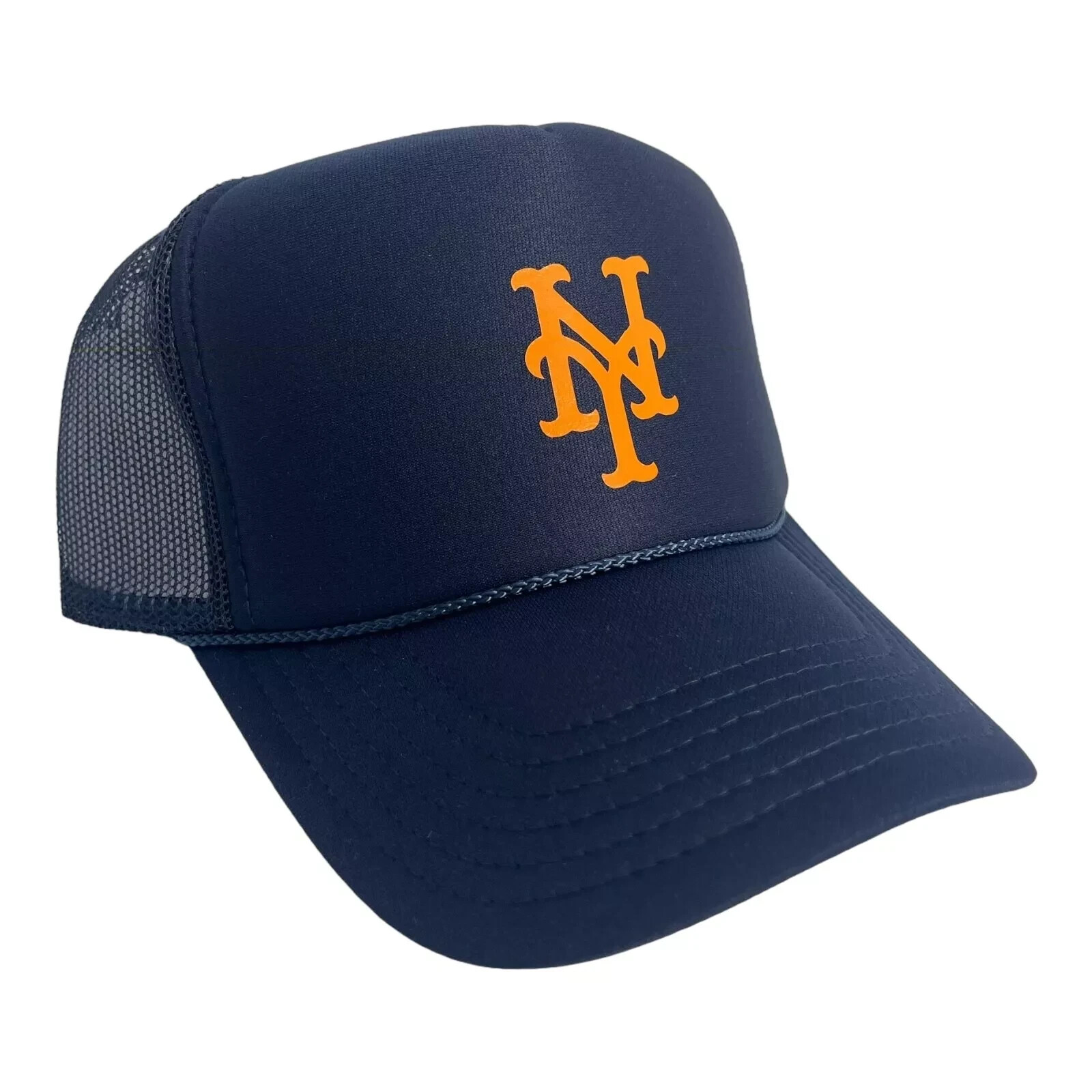 NEW YORK METS BROOKLYN NY BLUE ORANGE HAT 5 PANEL HIGH CROWN TRUCKER SNAPBACK | eBay