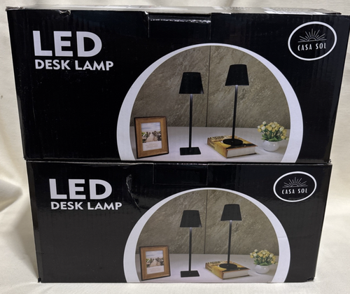 2 Battery Powered LED Desk Lamps Rechargeable Cordless Table Lamp ...