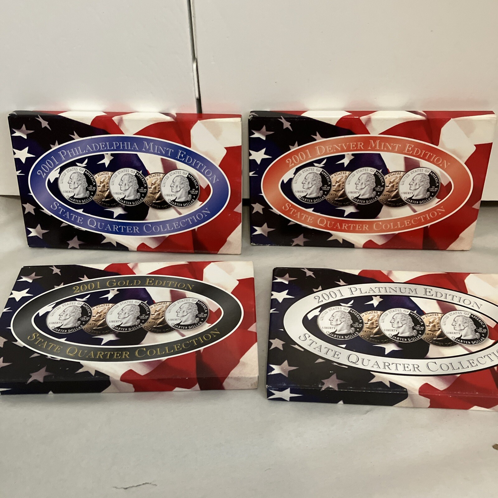 2001 State Quarter Collection Sets Philadelphia,Denver,Platinum & Gold ...