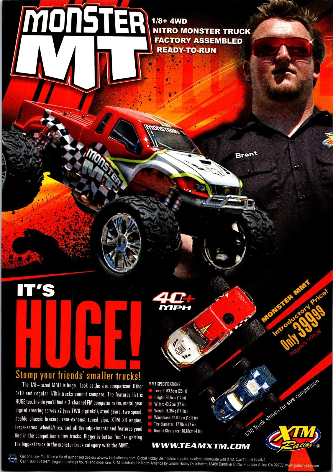 MONSTER MT RC Nitro XTM Racing Print Ad Wall Art Decor RTR Brent | eBay