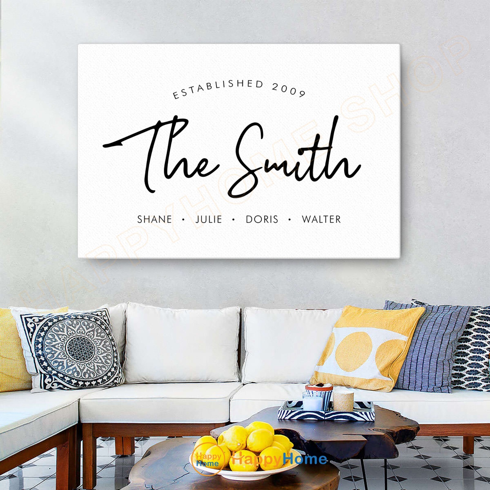 Personalized Family Name Sign Custom Established Monogram Print Room ...