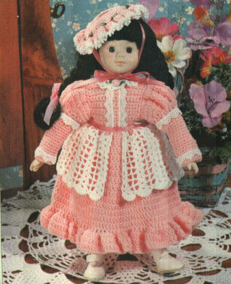 PORCELAIN DOLL ENSEMBLE DRESS FOR 13" DOLL CROCHET PATTERN INSTRUCTIONS ...