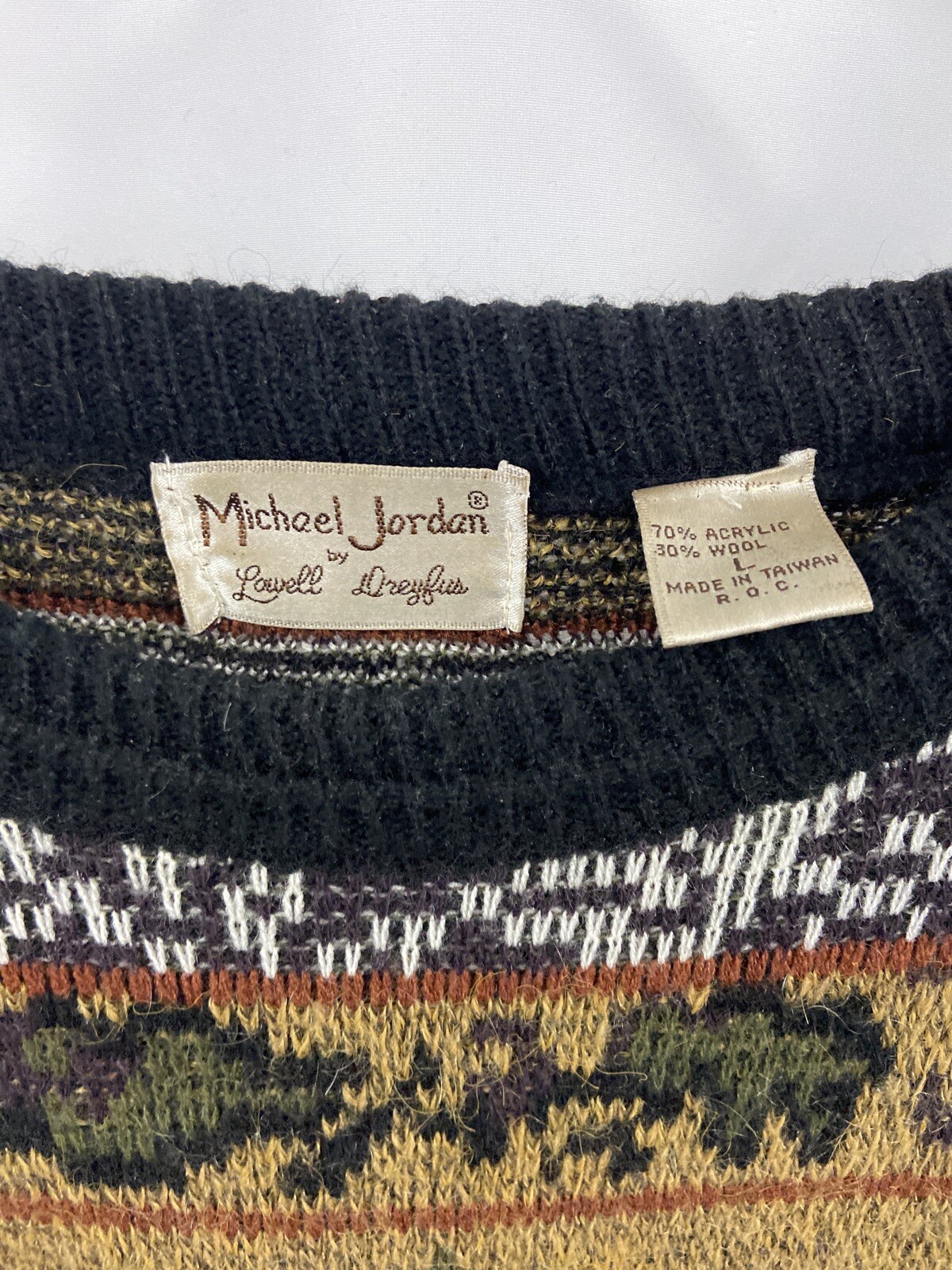 Vintage Michael Jordan By Lowell Dreyfus 80s 90s Mens Sz L Wool Acrylic ...