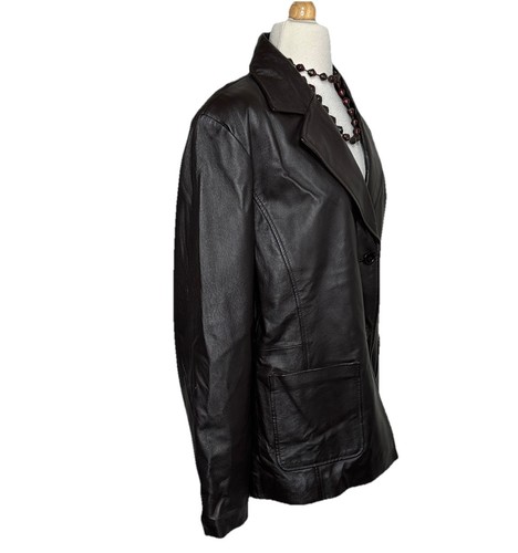 TOWER HILL COLLECTION Genuine Leather Black Blazer Jacket Lined Women's ...